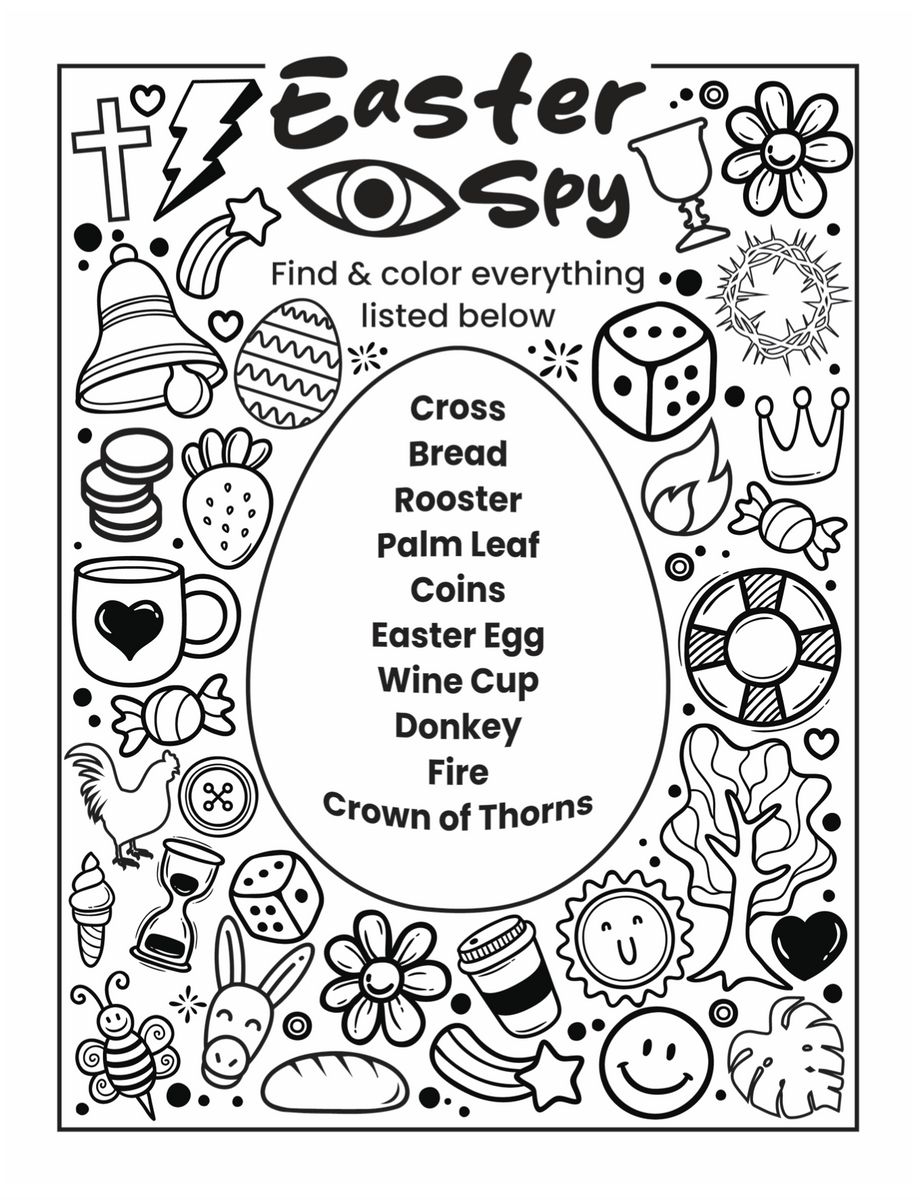 Easter Eye Spy Coloring Page – Lift Curriculum